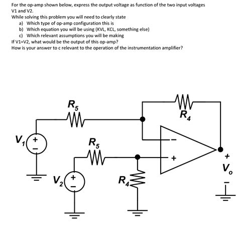 Solved For The Op Amp Shown Below Express The Output
