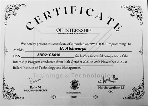 Finished Python Programming Certification With Ez B Aishwarya Posted