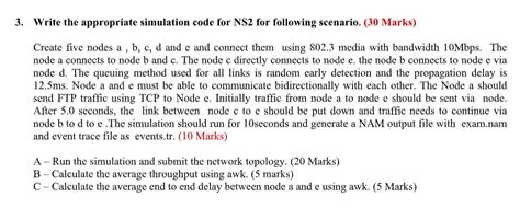 Solved Write The Appropriate Simulation Code For NS For Chegg