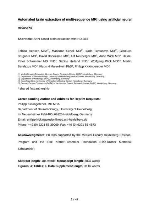 Pdf Automated Brain Extraction Of Multi Sequence Mri Using · 1