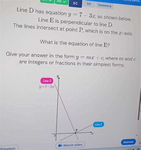 solved now bares 3b 3c 3d summary line d has equation y 7 3x as