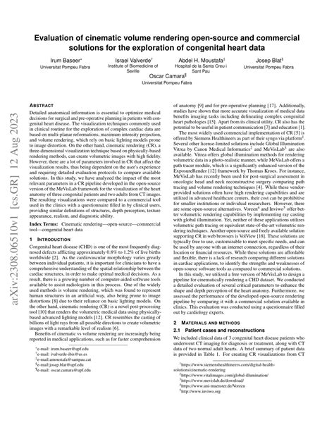 Pdf Evaluation Of Cinematic Volume Rendering Open Source And