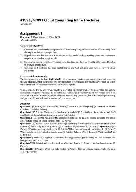 41891 42891 Assignment 1 Sh202007 24 1 1 41891 42891 Cloud Computing Infrastructures Spring