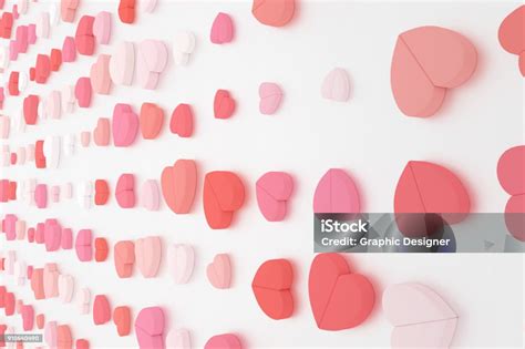 다른 회전 핑크 심장 벽의 관점 보기 3d 렌더링입니다 2월에 대한 스톡 벡터 아트 및 기타 이미지 2월 3차원 형태