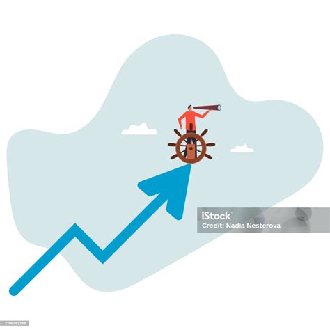회사의 방향을 이끄는 리더십 기회를 보는 비전 도전을 극복하는 기술 성장을 통제하고 추진하는 도전 또는 결단력비즈니스 개념평면적인 성격 검색에 대한 스톡 벡터 아트 및 기타