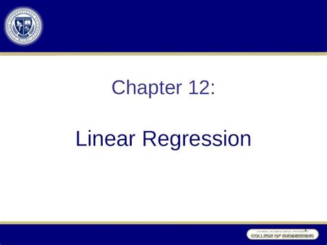 Pptx Chapter 12 Linear Regression 1 Introduction Regression