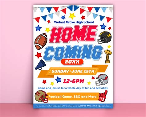 Editable Home Coming Flyer Football Theme Fundraiser Template Made