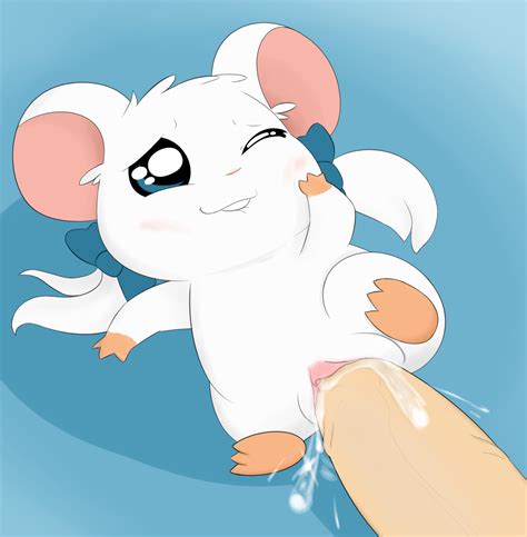 Rule 34 Bijou Hamtaro Bite Biting Lip Blue Eyes Blush Bodily Fluids Cricetid Cum Cum In