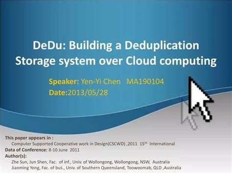 Ppt Dedu Building A Deduplication Storage System Over Cloud
