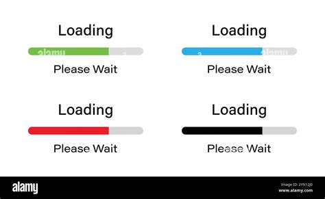 Rounded Bar Loading Please Wait Symbol Icon Set In Four Different Colors Green Blue Red And