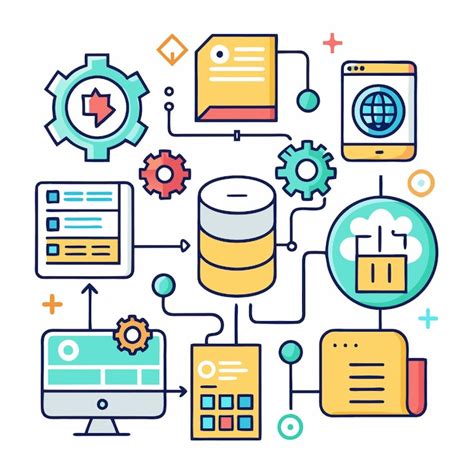 Data Flow Diagram With Icons Depicting Online Services Premium Ai Generated Vector