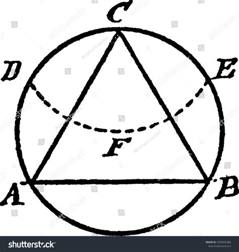 illustration showing how construct equilateral triangle stock vector