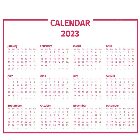 Simple Calendar 2023 Rose Color Calendar 2023 Calendar 2023 Calendar