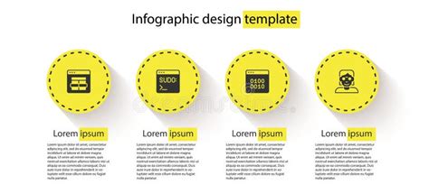 Set Mysql Code Code Terminal Binary And Hacker Or Coder Business Infographic Template Stock
