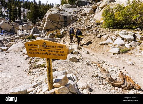 Backpackers And Sign On The Mount Whitney Trail John Muir Wilderness