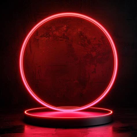 A Red Circular Light On A Black Background With A Red Light Around It