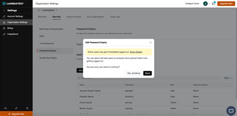 Password And Access Key Expiration Policy Lambdatest