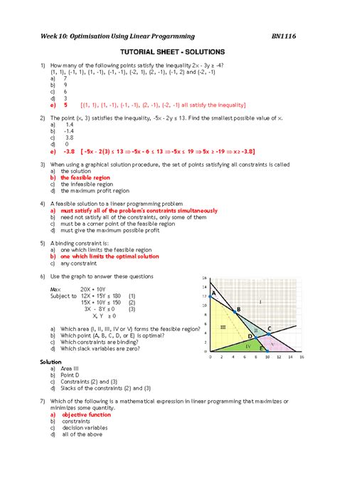 Week 10 Solutions Optimisation Using Linear Programming Week 10 Optimisation Using Linear
