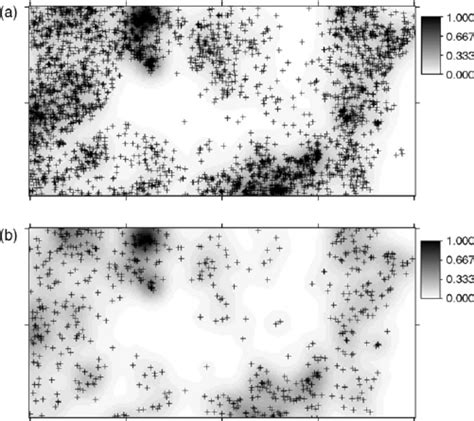 relative density estimated for the original bei data set a and its
