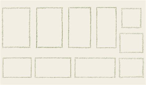 손으로 그린 오래 된 프레임 세트입니다 분필 낙서 줄무늬 연필 질감 낙서 사각형 테두리 모음 벽지 다양한 크기 청첩장 인사말 카드 엽서 디자인 빈티지 벡터 일러스트 레이 션