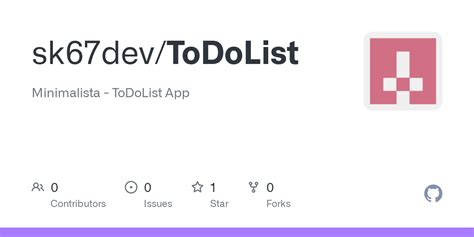 GitHub Sk67dev ToDoList Minimalista ToDoList App