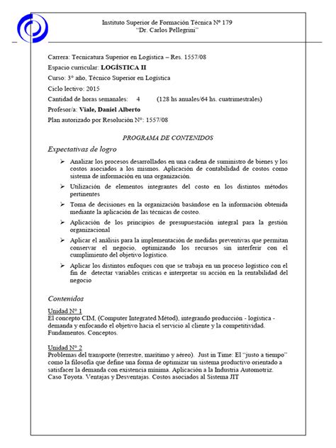 prog log ii isft179 descargar gratis pdf logística lean manufacturing
