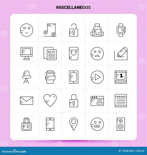 Outline 25 Miscellaneous Icon Set Vector Line Style Design Black Icons