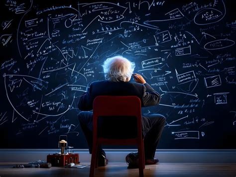 Genius Physicist Unraveling The Mysteries Of The Universe With Chalkboard Equations Premium Ai