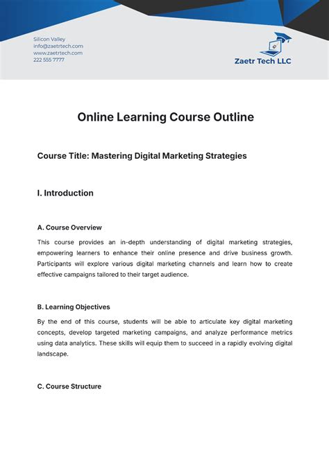 Free Course Templates To Edit Online