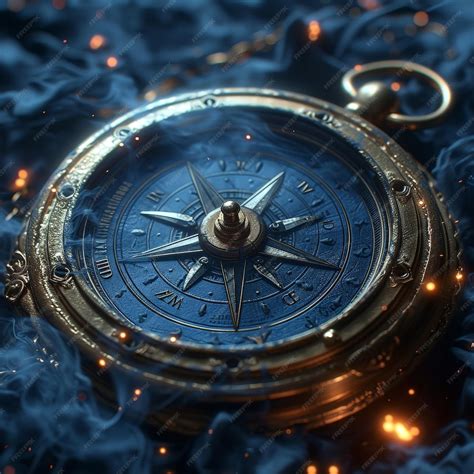 A Compass On A Blue Cloth Premium Ai Generated Image