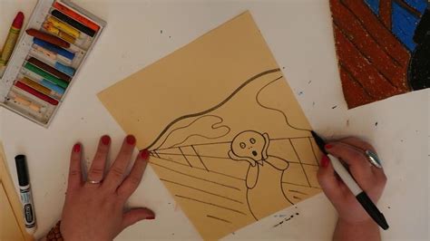 How To Draw The Scream VERY EASY STEPS Line Art Lesson Art Lessons Elementary Art