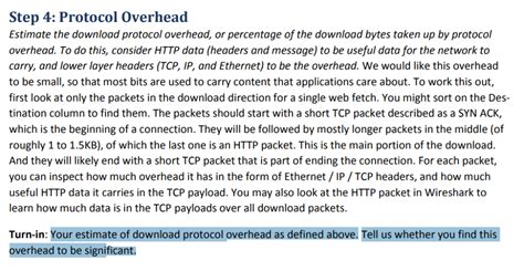 Solved Step 4 Protocol Overhead Estimate The Download