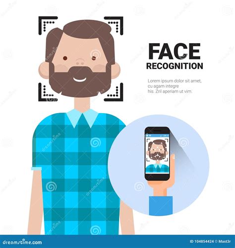 Biometrical Identification Facial Recognition System Concept Face Recognition Cartoon Vector