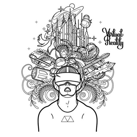 Graphic Man Wearing Virtual Reality Headset Stock Vector Illustration Of Innovation Design