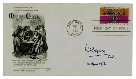 Rare “british High Court Judge Sir John Widgery Hand Signed Fdc From