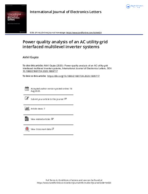 Pdf Power Quality Analysis Of An Ac Utility Grid Interfaced