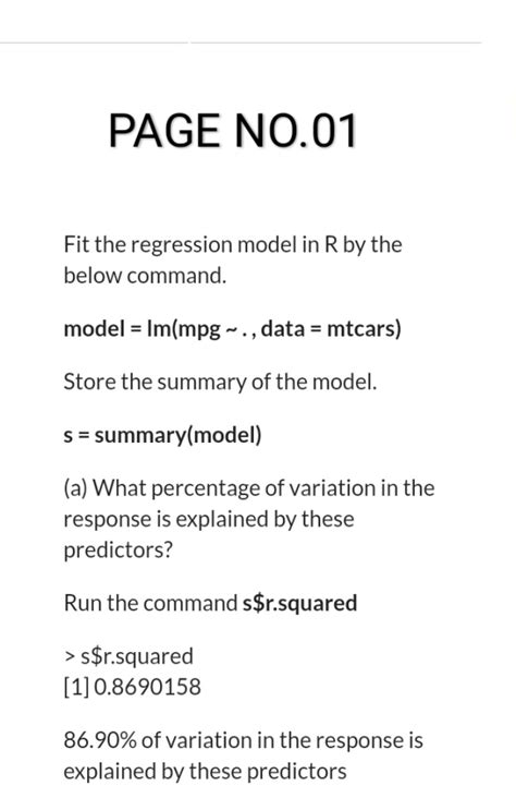 Using The Motor Trend Car Road Tests Dataset Mtcars In Faraway R