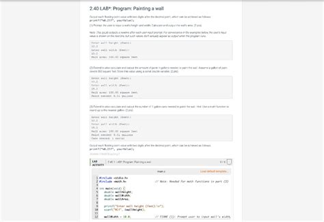 Solved LAB Program Painting A Wall Output Each Chegg