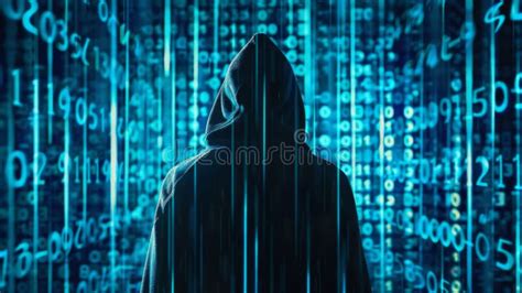 Hacker In Hooded Jacket With Digital Code Background Stock Illustration Illustration Of Binary