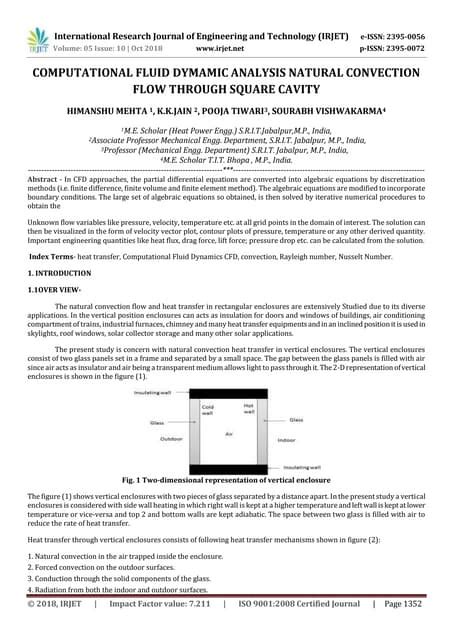 Irjet Computational Fluid Dymamic Analysis Natural Convection Flow Through Square Cavity Pdf