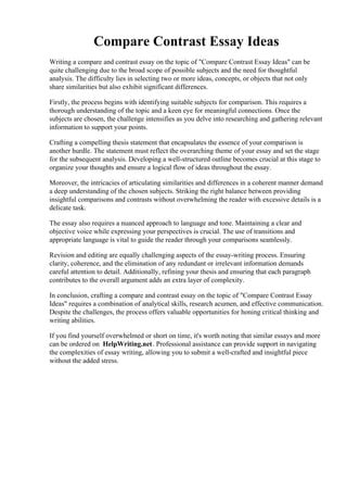 Compare Contrast Essay Ideas Pdf