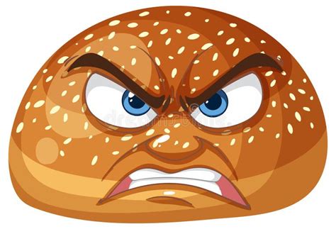 A Bread Roll With An Angry Stock Vector Illustration Of Expression