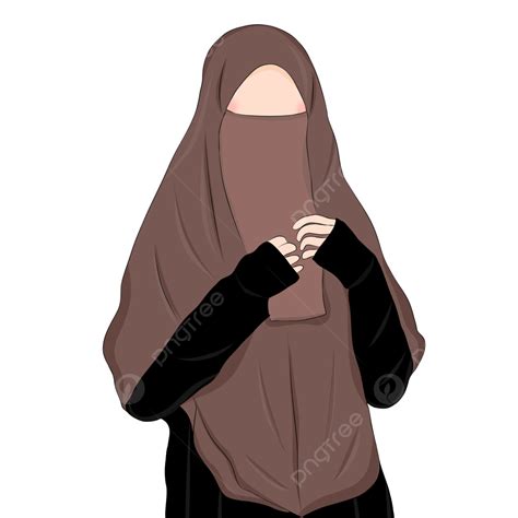 갈색 가려져 무슬림 만화 일러스트 레이 션 만화 일러스트 레이 일러스트 만화 무슬림 Niqab Png 일러스트 및 Psd 이미지 무료 다운로드 Pngtree