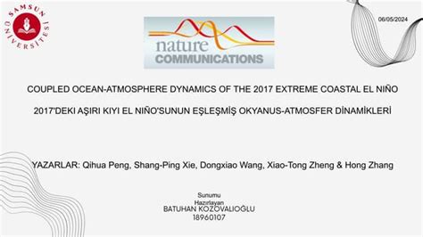 Coupled Ocean Atmosphere Dynamics Of The 2017 Extreme Coastal El Niño Pptx