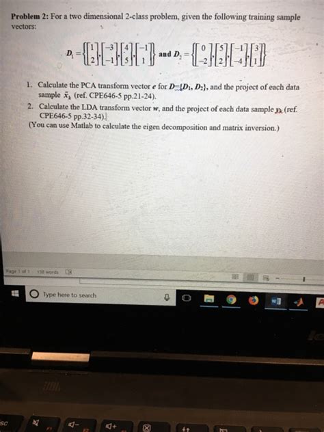 Problem 2 For A Two Dimensional 2 Class Problem