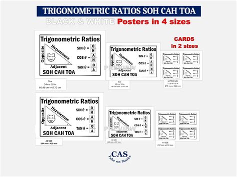 Right Triangle Trigonometry Soh Cah Toa Posters And Cards Teaching