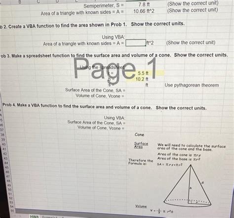 Solved 2 Create A VBA Function To Find The Area Shown In Chegg Com