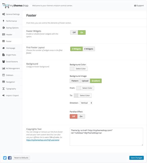 Footer Settings Dominic Anderton