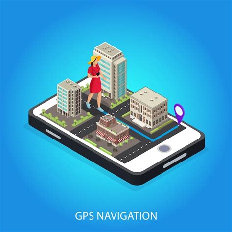 Premium Vector Isometric Gps Navigation Conceptual Template