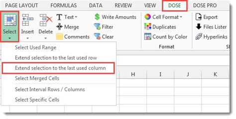 Excel Extend Selection To The Last Used Column Zbrainsoft